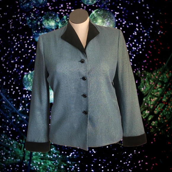 Kasper | Jackets & Coats | Kasper Blue Blazer With Black Accents | Poshmark